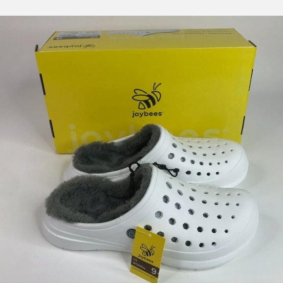 Joybees | Shoes | Joybees Clog Womens Shoe White Faux Fur Lined Comfort ...